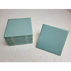 Surf Green 4 inch Blue Aqua Glow Ceramic Tile 4.25 in 4x4 Subway Square Daltile Color 0197 Classic Color 105 Box 10 Piece