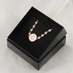 WUSUANED Rose Gold Initial Bracelet Letter Bracelet Adjustable Chain Bracelet Personalized Jewelry For Women (rose gold-C)