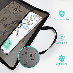 Swodition Art Bag Art Portfolio Bags (17.3 * 13.8inches) Storage Books for Art Portfolio Folder, Posters Storage Bag with Zipper and Handle Mesh Folder Organizers for Poster, Painting Black