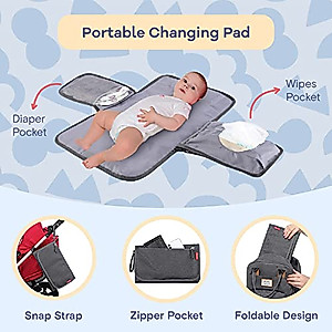 Diaper Bag Backpack, RUVALINO Neutral All-in-One Baby Bags for Boy Girl, Multifunction Large Travel Backpack with Portable Changing Pad, Stroller Straps, Pacifier Case and Insulated Pockets, Dark Gray