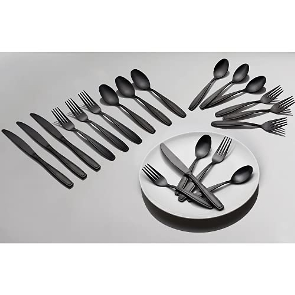 Radley & Stowe 20-Piece Matte Black Silverware Set, Service for 4, Durable Stainless Steel Flatware, Dishwasher Safe Cutlery