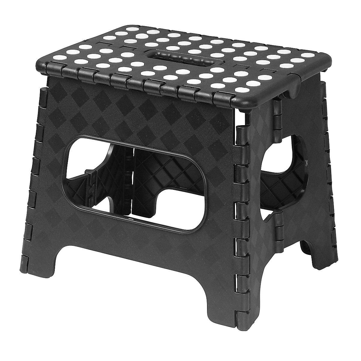 Ben&Jonah WithinReach Collection EZ Store Folding Step Stool (11" H) - Black with White Polka Dots