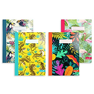 Silvine A4 Notebooks in 4 Assorted Marlene West Designs. 80 Pages, Lined with Margin. Ref NBA4SG [Pack of 12], Summer Garden