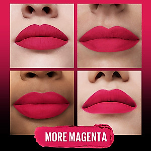 Maybelline Color Sensational Ultimatte Matte Lipstick, Non-Drying, Intense Color Pigment, More Magenta, Magenta Pink, 1 Count