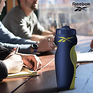 Reebok Squeeze Water Bottles With Athletic Design - Water Bottle 24 oz - Sports Water Bottle - Reusable Water Bottle For Gym, Running, Hiking etc, BPA Free (Navy)