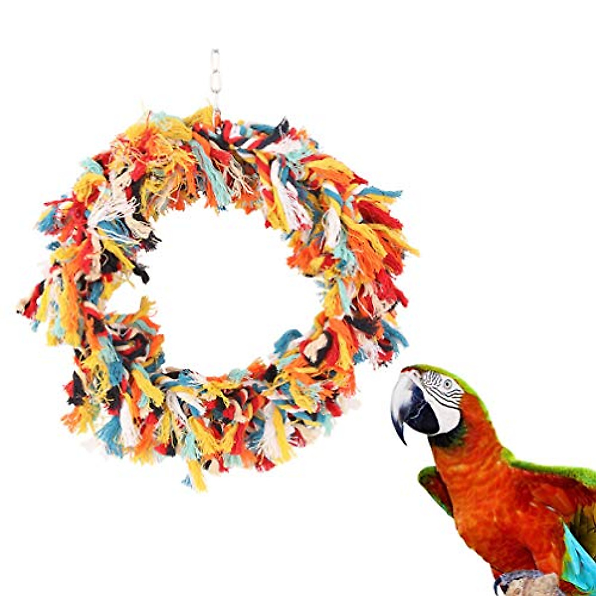 Mipcase Parrot Swings, Bird Parrot Toys, Hanging Ring Birdcage Swings, Cotton Rope Parrot Chewing Toys Pet Bird Hammock Swing for Budgie Cockatiels, Parakeets, Parrots, Small Birds