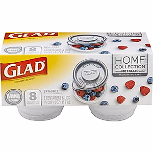 GladWare Home Mini Round Food Storage Containers, Small Food Containers Hold 4 Ounces of Food, 8 Count Set | With Glad Lock Tight Seal, BPA Free Containers and Lids