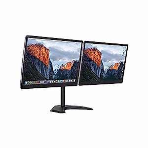 Mount-It! Dual Monitor Stand for Desk - Double Monitor Mount for 2 Screens up to 32 Inch and 17 Lbs - Free-standing Base Swivel, Tilt, Rotates 360 Adjustable Arms - VESA Compatible High Grade Steel
