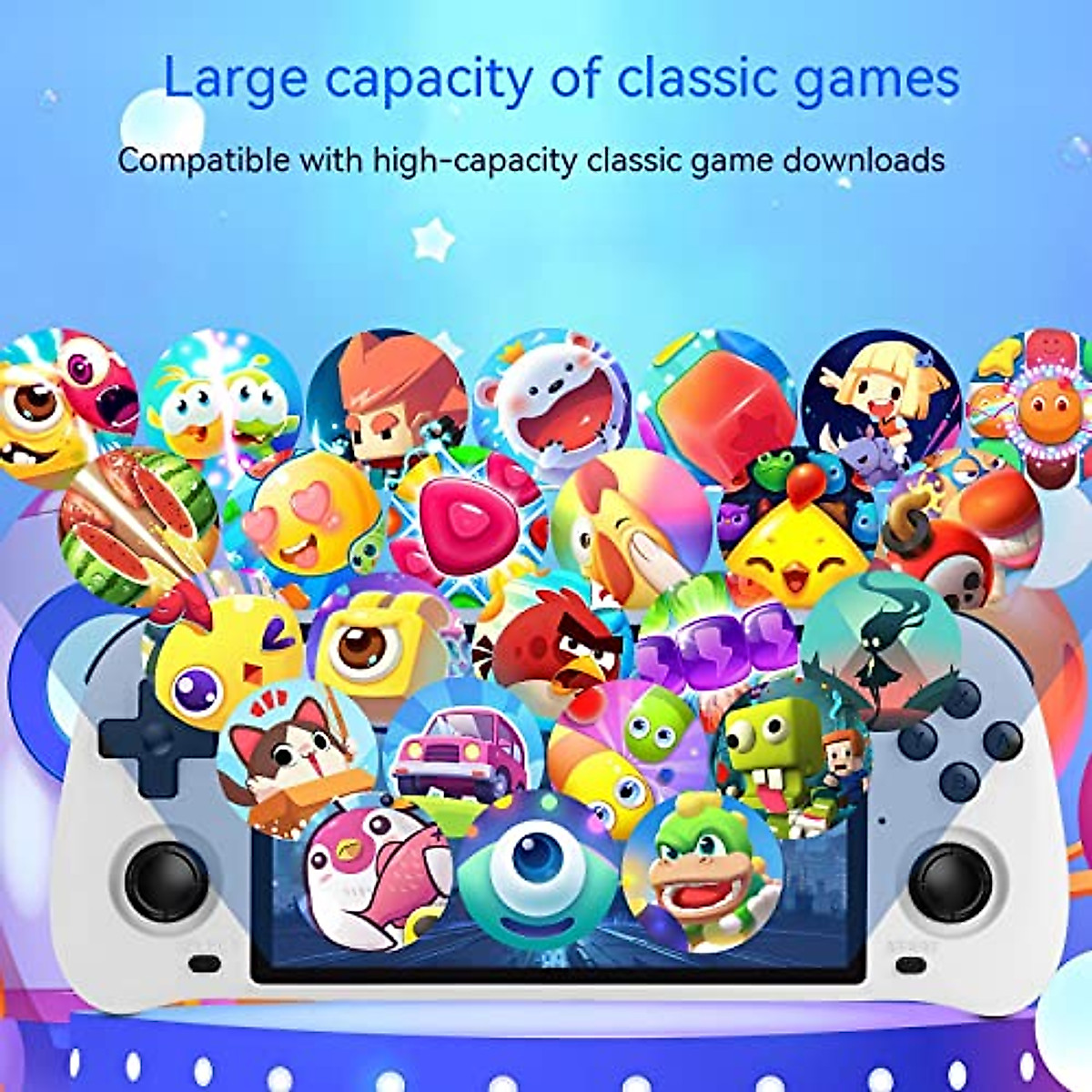 SERYUB RGB10 MAX 2 Video Game Console, 5 "IPS Screen Handheld Game System Multi-Emulator 10000 Games, Retro Game Console Built-in Game 64G, (White) Plus Free toughened Film and Box