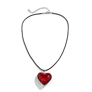 YURAOER Y2K Red Heart Necklace for Women - Chunky Glass Puffy Red Heart Choker Necklace Y2K Aesthetic Grunge Jewelry Gifts (red glass)