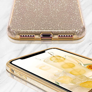 MATEPROX Compatible with iPhone 11 Pro Max case,Bling Sparkle Girls Women Protective Case for iPhone 11 Pro Max 6.5 inch(Gold)