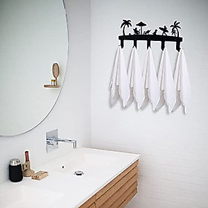 EVELIDO Towel Racks for Bathroom Wall Mount Towel Holder Coat Holder Bedroom Hanger Living Room Wall-Mounted Metal Rust Proof and Waterproof Black Metal Towel Rack-5 Hooks -16 Inch