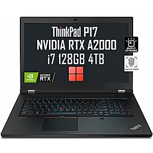 Lenovo ThinkPad P17 Gen 2 17.3" FHD (Intel 8-Core i7-11800H, 128GB RAM, 4TB PCIe SSD, RTX A2000 4GB Graphics) IPS Mobile Workstation Laptop, 2 x Thunderbolt 4, Backlit KB, Fingerprint, Win 11 Pro