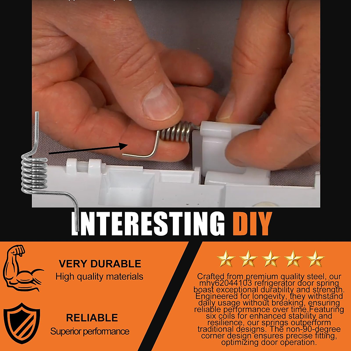 Upgrade (2 Pcs) MHY62044106 Refrigerator Door Spring Replace MHY62044104 MHY62044103 Flapper Door Spring Compatible With LG Kenmore Electronics Refrigerator LFX25976ST LFX28978ST LFX28968SB LFX28968ST