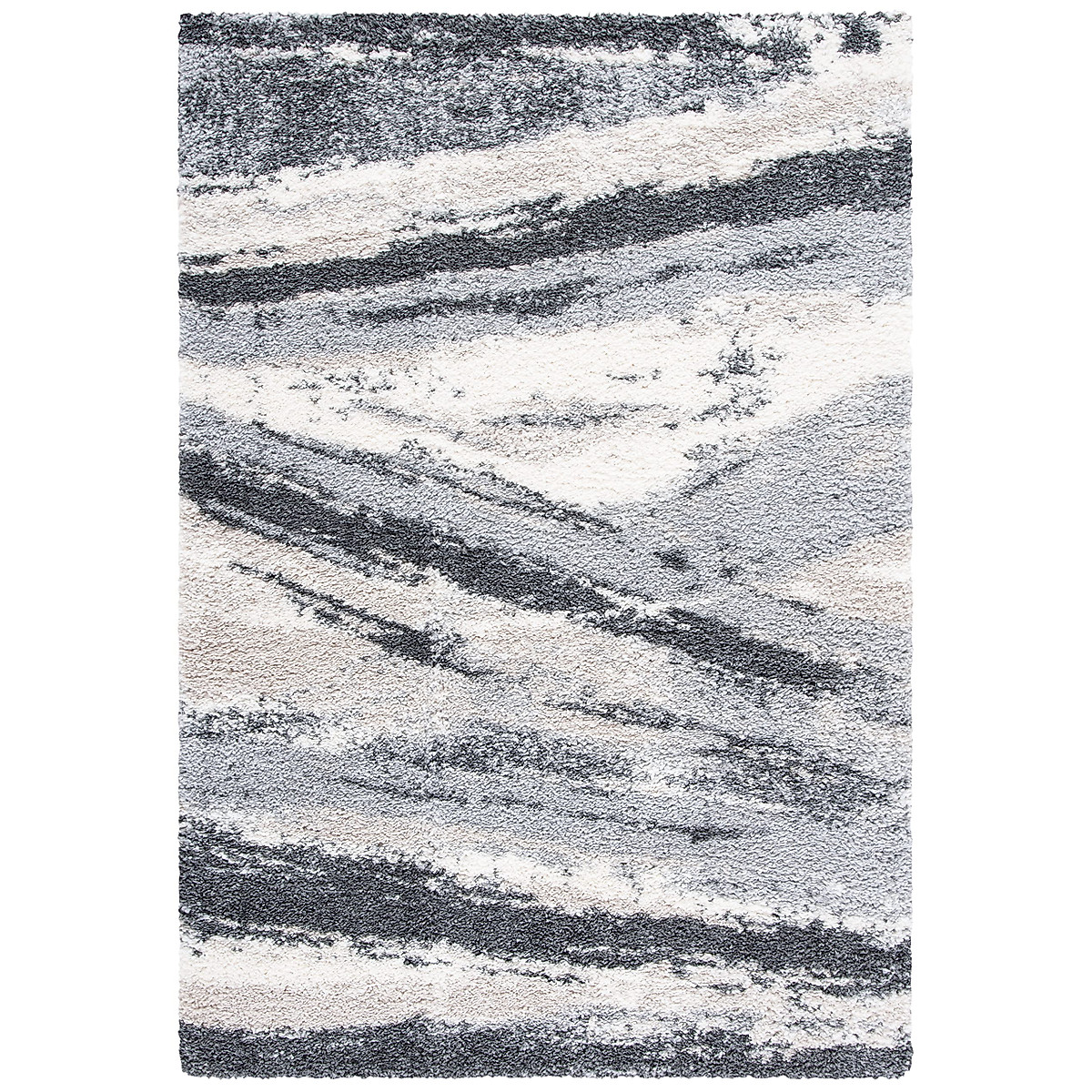 SAFAVIEH Fontana Shag Collection 8' x 10' Grey/Charcoal FNT840F Modern Abstract 2-inch Thick Living Room Dining Bedroom Area Rug