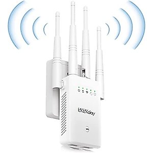BKBKDAY 2023 New 4X Faster WiFi Extender Signal Booster,up to 10000 sq.ft - 1200Mbps Wall-Through Strong WiFi Booster,Broader Coverage Than Ever,Wireless Signal Repeater Booster -Dual Band 5GHz/2.4GHz