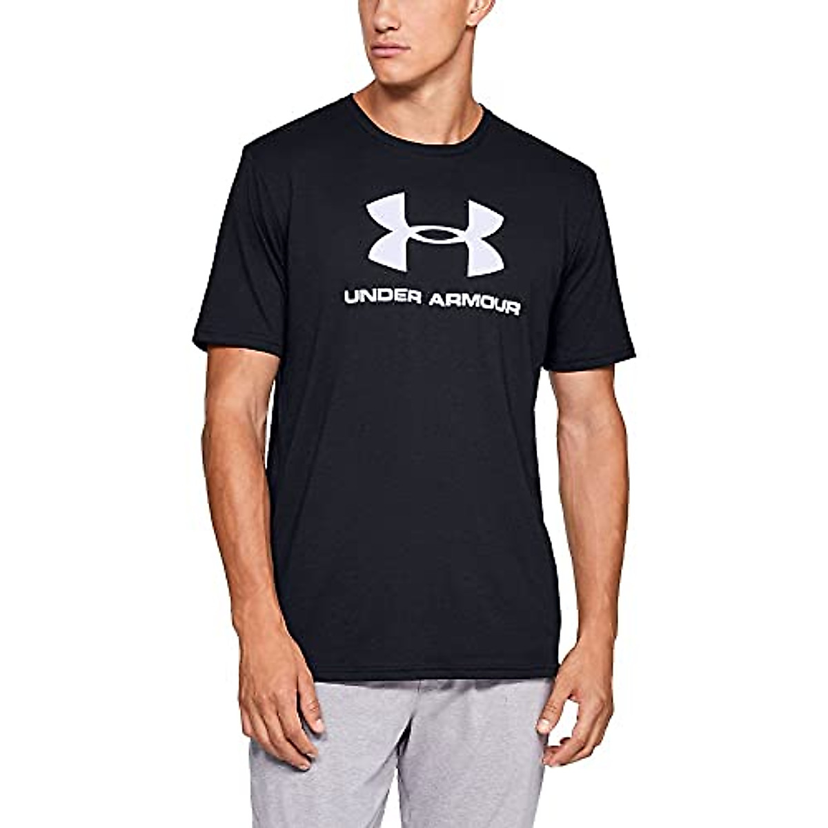 Under Armour mens Sportstyle Logo Short-sleeve T-shirt , Black (001)/White , XX-Large