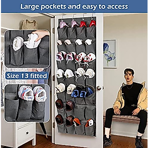 KEETDY 28 Large Pockets Over The Door Shoe Organizer and 12 Large Clear Pockets Hanging Shoe Organizer