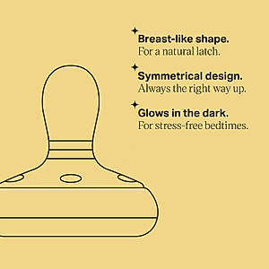 Tommee Tippee Breast-Like Night Pacifier, 6-18 Months with Breast-Like Shape and Glow in The Dark Technology, 4-Count, Blue/Yellow