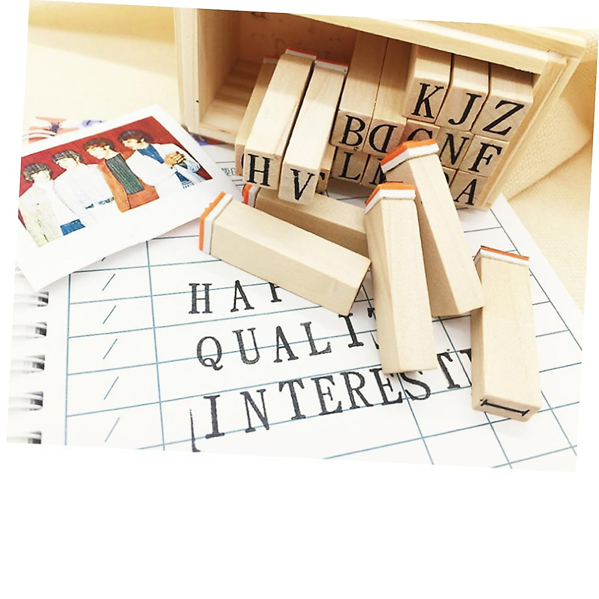 STOBOK 2pcs 26 Stamps United States Letter Student Wooden