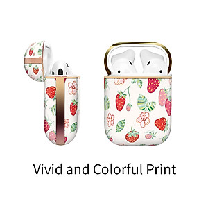 Berkin Arts Compatible with AirPods 1st Generation Case, AirPods 2nd Generation Case Ultra Slim Protetive Cover with Keychain Pop Surrealism Strawberry