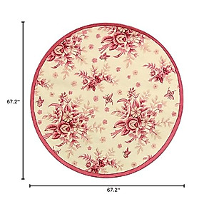 SAFAVIEH Chelsea Collection 5'6" Round Ivory / Rose HK250C Hand-Hooked French Country Wool Area Rug