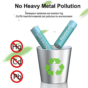 Deleepow Rechargeable AA Batteries NiMH 3200mAh 1.2V Double A Batteries with Gold Plated Pole 1200 Cycles Pack of 16