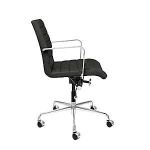 Laura Davidson Furniture SOHO II Ribbed Office Chair, Ergonomically Designed with Arm Rest & Swivel, Black