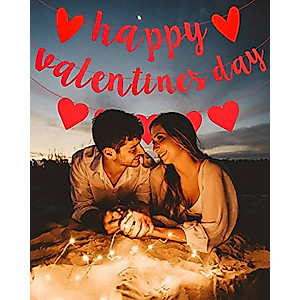 Youthor Happy Valentines Day Banner- Red Glitter, Valentine Day Decorations, Heart Decorations, Mantel Decor Valentines, Valentine Decor, Valentines Day Banner, Conversation Hearts Decorations