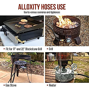 7 FT RV Propane Quick Connect Hose to Grill, BBQ Quick Release LP Gas Line for Camp Chef Stove, Pit Boss Burner-1/4 Male Plug x 3/8 Female Flare-with Elbow Adapter for Blackstone 17"22"28''36''Griddle