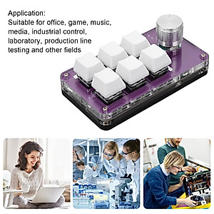 Oreilet One Handed Mechanical Gaming Keyboard, Multifunctional Shortcut Programmable Gaming Keypad with 6 Keys & Knob, USB Custimize DIY Keypad for Game Media Player