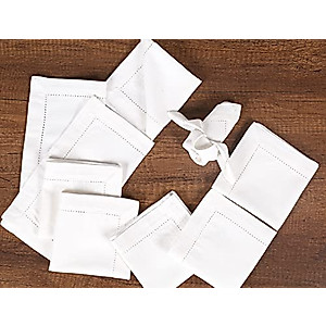 Cloth Napkin in Cotton 10x10 White ,Wedding Napkins,Cocktails Napkins,Fabric Napkins,Cotton Napkins Mitered Corners ,Machine Washable Dinner Napkins Hemstitched,Set of 12