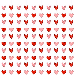 CCINEE 10 Pack Valentines Red Pink Heart Hanging Garland Banners Paper Heart Hanging String Garlands Valentine Hanging Heart Decoration for Valentine's Day Wedding Engagement Home Party Decor