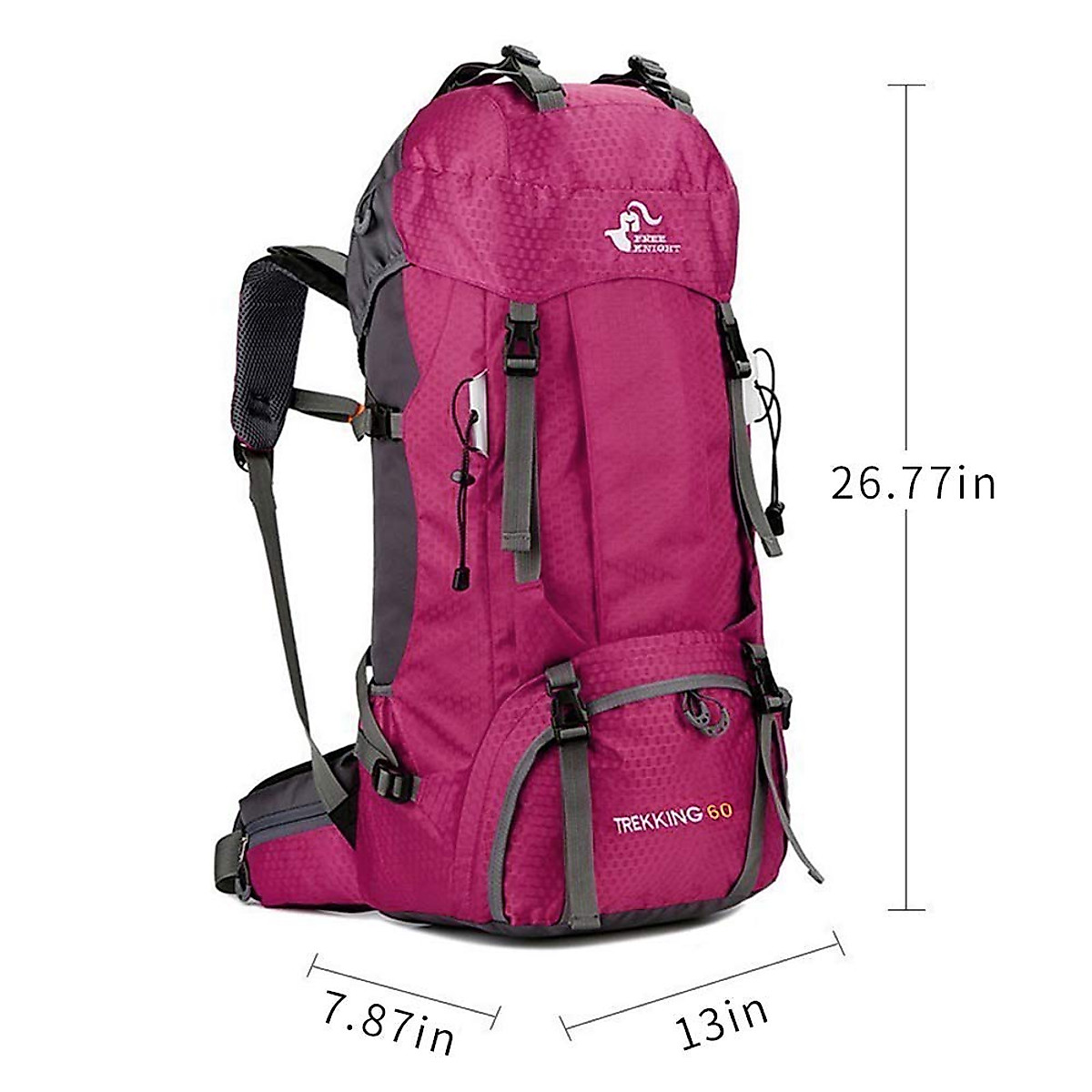 Bseash 60L Waterproof Hiking Camping Backpack with Rain Cover, Large Outdoor Sport Travel Daypack Rucksack for Climbing