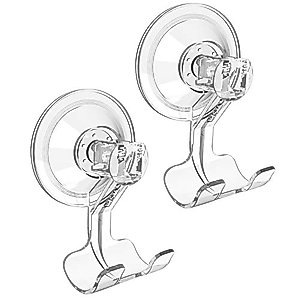 VIS'V Suction Razor Hooks, Clear Removable Suction Cup Razor Holder Shower Wall Heavy Duty Suction Shaver Holder Bathroom Kitchen Suction Hooks for Razor Towel Loofah Utensils Plug Wreath - 2 Pcs