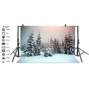 Leyiyi 7x5ft Enchanted Winter Forest Backdrop Snow Covered Woodland Pine Trees Russia Travel Cold Weather Landscape Photography Background Merry Christmas New Year Photo Studio Prop Vinyl Wallpaper