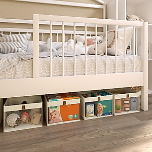 Coyacool Storage Bins with Clear Window, Linen Closet Organizers and Storage, Closet Storage Shelves Box, Foldable Cloth Basket for Towels, Books, Toys, 10.75" x 10.75" x 7.5", Beige, 2-pack