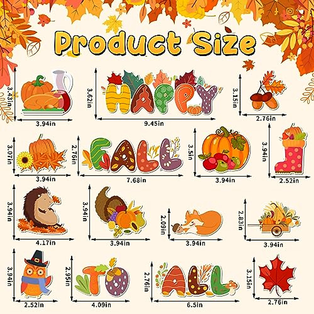 15Pcs Fall Magnets Decorations, Fall Reflective Car Refrigerator Magnets, Holidays Magnetic Stickers, Autumn Leaves Pumpkin Magnet Decal Accessories Thanksgiving Decoration for Garage Door Car Fridge