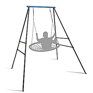 Swing Frame Outdoor Heavy Duty, 440 LBS Metal Porch Swing Stand for Kids and Adults, 73" Height Metal A-Frame Saucer Swing Stand for Backyard, Black