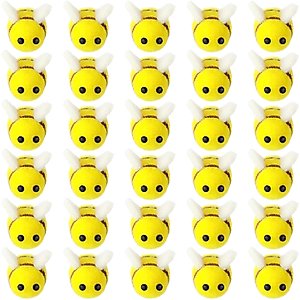 Skylety Wool Felt Bees Mini Crafts Cute Plush Toy Crafts Honey Bee for Crafts DIY Baby Shower Gender Reveal Gift Bee Themed Party Favors Jewelry Accessory Tiered Tray Decoration (30 Pieces)