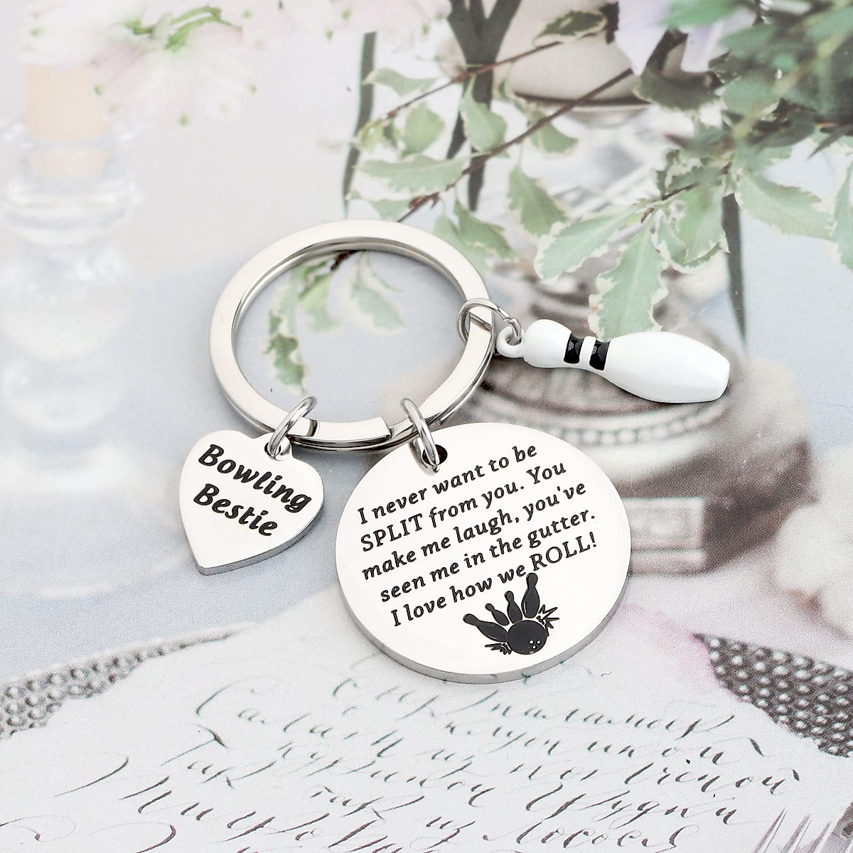 WSNANG Bowler Gift Bowling Partner Gift Bowling Bestie Keychain Bowling Team Gifts Bowling Lover Gifts (Bowling Roll K)