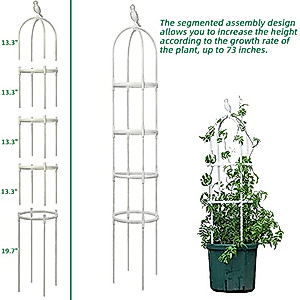 Garden Trellis for Climbing Plants, Rustproof Metal Pipe with Heavy Duty 6ft, Garden Outdoor Indoor Potted Plant Support（White）…