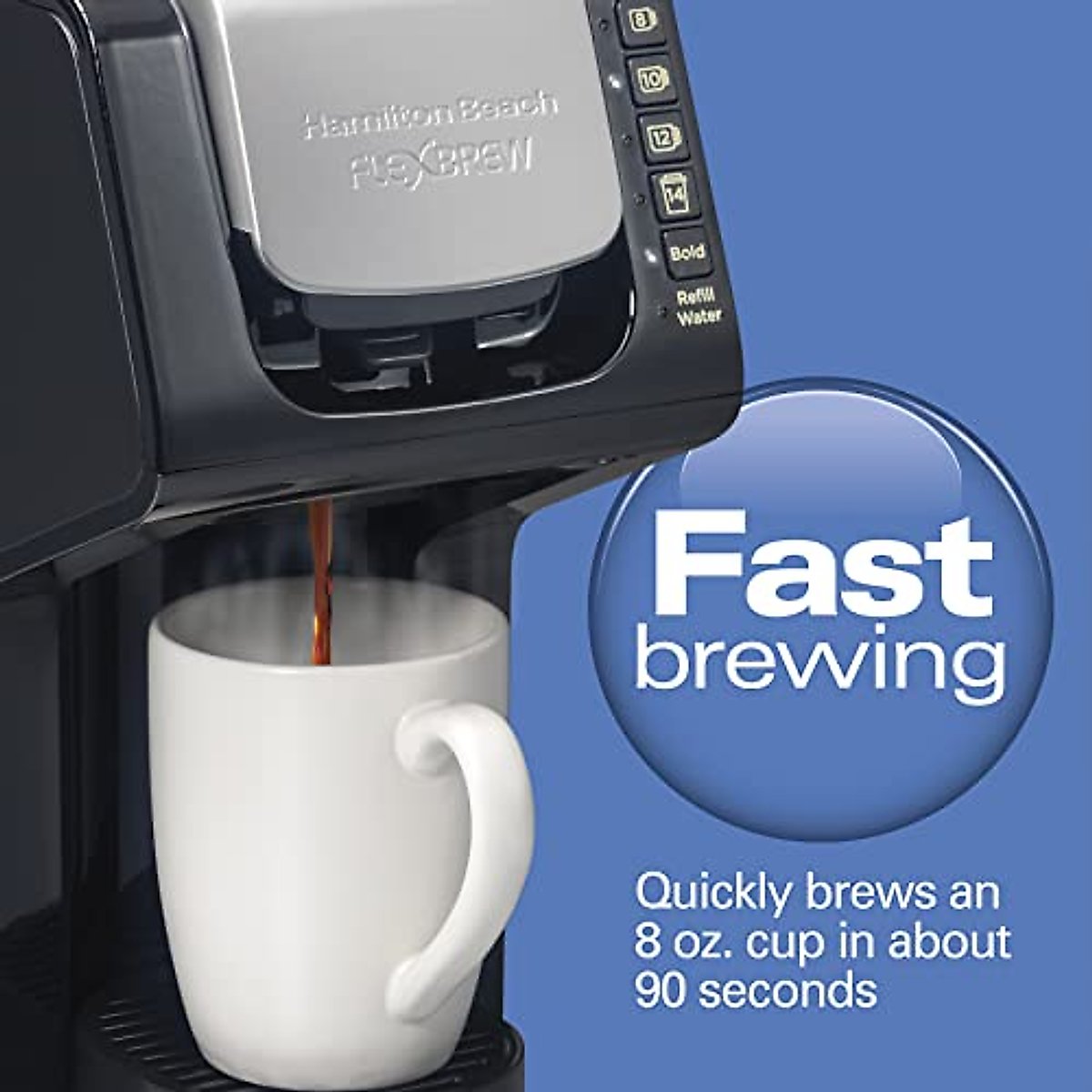 Hamilton Beach Gen 4 FlexBrew Single-Serve Coffee Maker with Removable Reservoir, Compatible with Pod Packs and Grounds, 50 oz, 4 Fast Brewing Options, Black