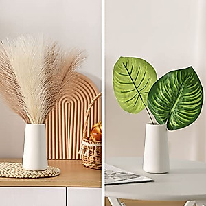 CUCUMI Ceramic Vase, Flower Vase Minimalism Style for Modern Table Shelf Home Decor, White Vase for Fireplace Bedroom Kitchen Living Room Centerpieces Office Desk Wedding Party Housewarming Gift