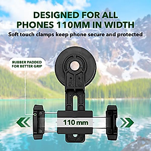 STARSCOPE Adjustable Phone Scope Mount - Telescope Phone Adapter Fits Most Phones (Max 110mm) | Easy-Adjust, Universal Spotting Scope Phone Adapter | Phone Attachment for Binoculars and Monoculars