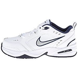 Nike Men's Air Monarch IV Cross Trainer, White/Metallic Silver, 10.5