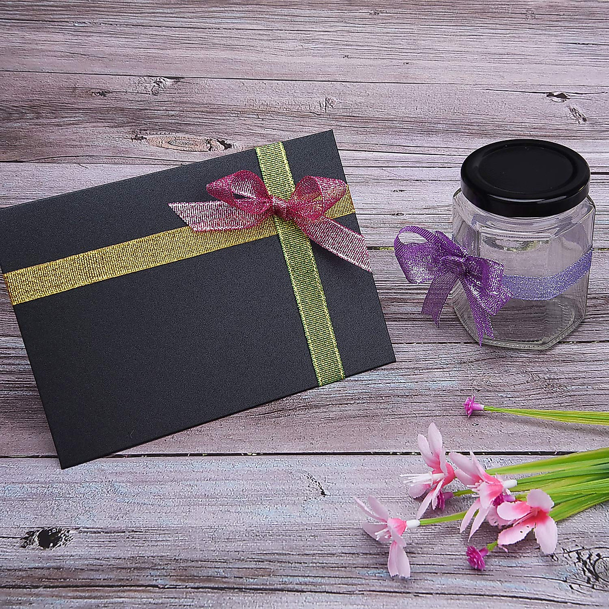 Livder 8 Rolls 1/2 Inch Width Metallic Glitter Ribbon for Holiday Wedding Birthday Party Decoration Gift Wrapping