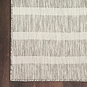Nourison Positano Indoor/Outdoor Grey Ivory 4' x 6' Area -Rug, Easy -Cleaning, Non Shedding, Bed Room, Living Room, Dining Room, Deck, Backyard, Patio (4x6)