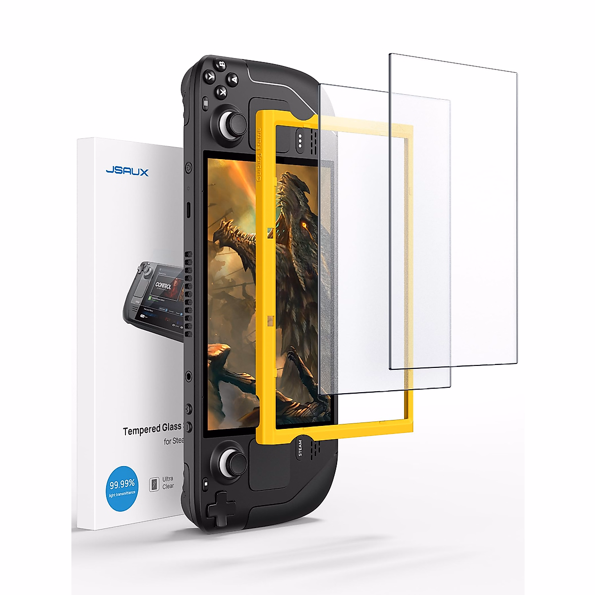 JSAUX 2-Pack Anti Glare Screen Protector for Steam Deck, 9H Hardness Matte Tempered Glass with Guiding Frame, Scratch Resistant, Comes with Toolkits