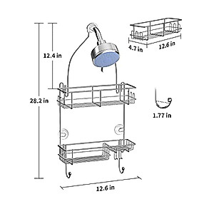 SHAPON Shower Caddy Hanging Over Shower Head Organizer, SUS202 Stainless Steel Rustproof Shower Shelf Organizer, Storage Rack for Bathroom and Shower Room, Silver